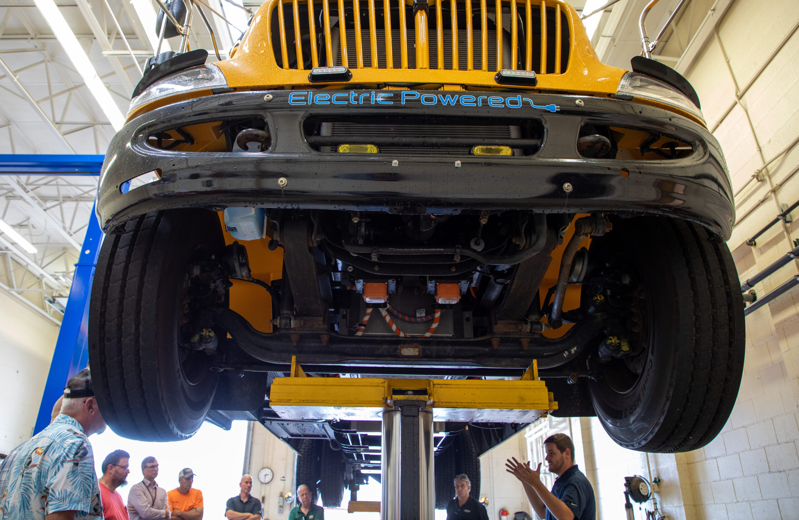 About two dozen in Bemus Point got up-close look at new electric school ...